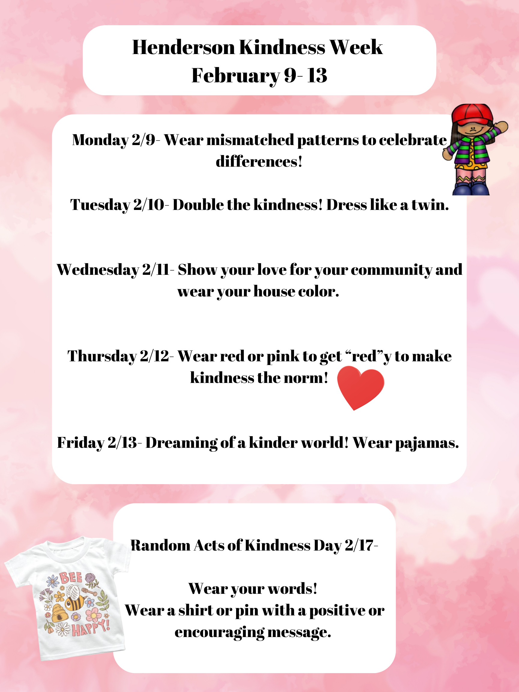 HNES Kindness Week February 9th - 13th - Henderson Elementary School