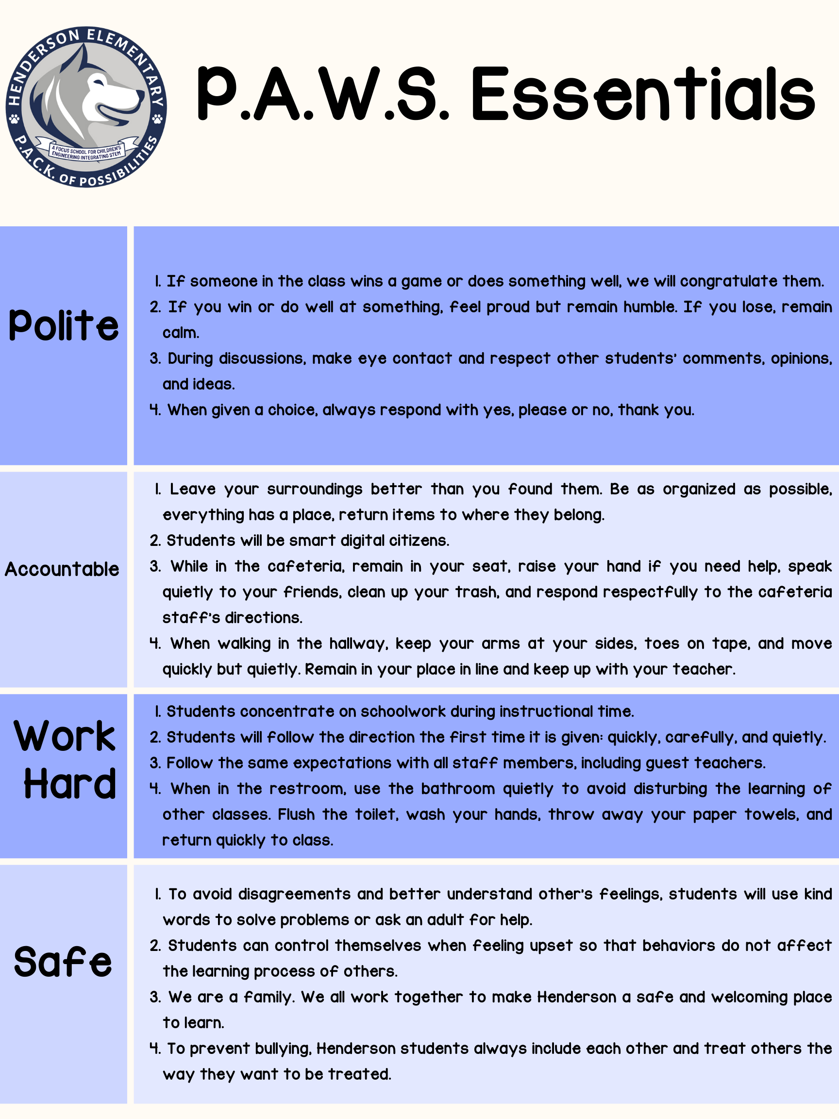 P.A.W.S. Essentials - Henderson Elementary School